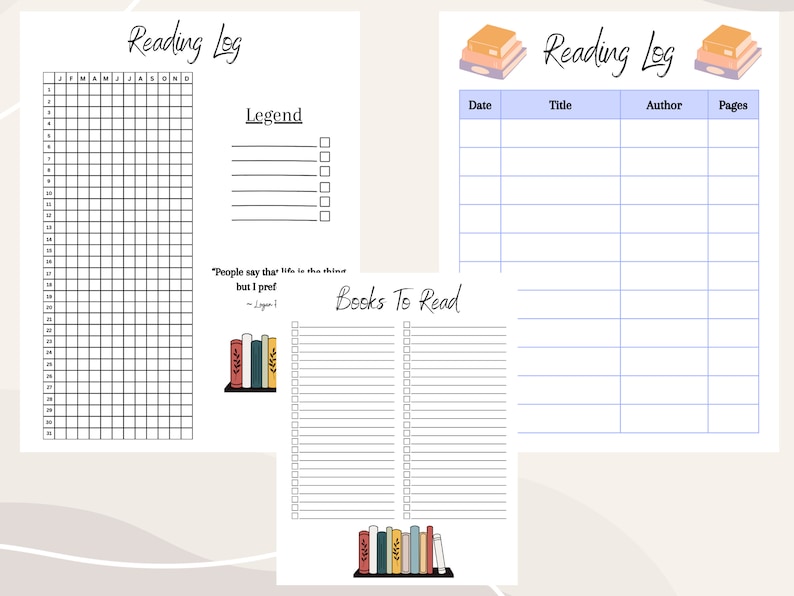 Printable Reading Journal, Reading Log, Book Tracker, Printable Book ...