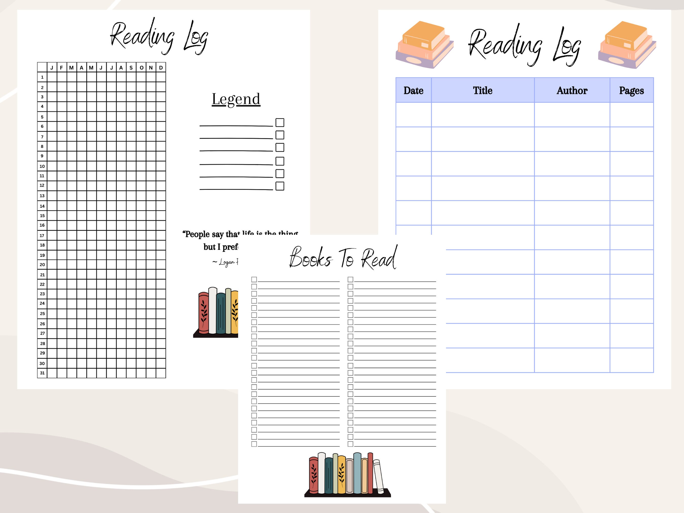 Printable Reading Journal, Reading Log, Book Tracker, Printable Book ...