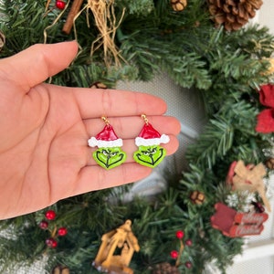 Grinch Earrings, Christmas Earrings, Holiday Earrings, Perfect for the ...