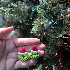 Grinch Earrings, Christmas Earrings, Holiday Earrings, Perfect for the ...