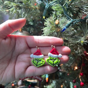 Grinch Earrings, Christmas Earrings, Holiday Earrings, Perfect for the ...