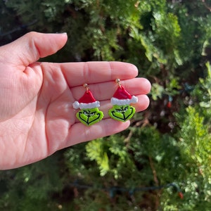 Grinch Earrings, Christmas Earrings, Holiday Earrings, Perfect for the ...