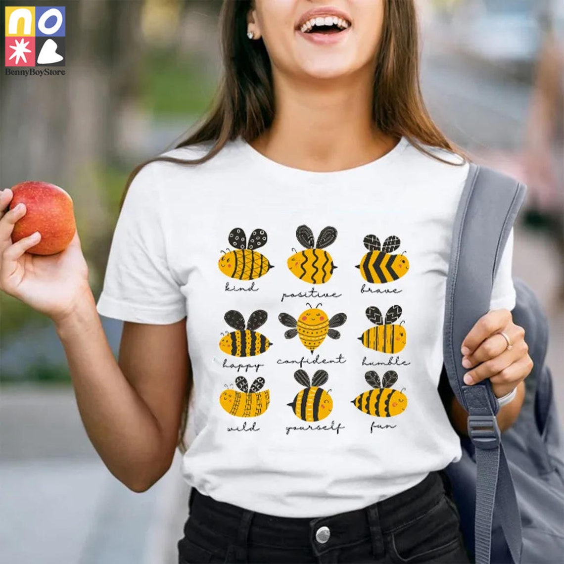 Bee Kind Positive Brave Happy Confident Humble Vintage T-shirt ...