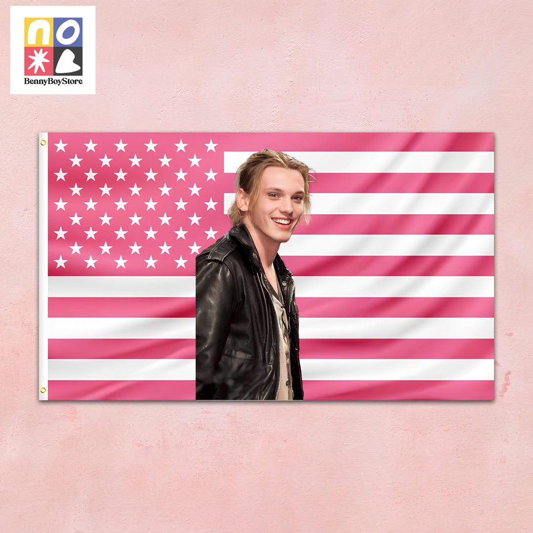 Jamie Campbell Bower Smile Pink Flag Tapestry, Pink Flag Aesthetic Wall ...