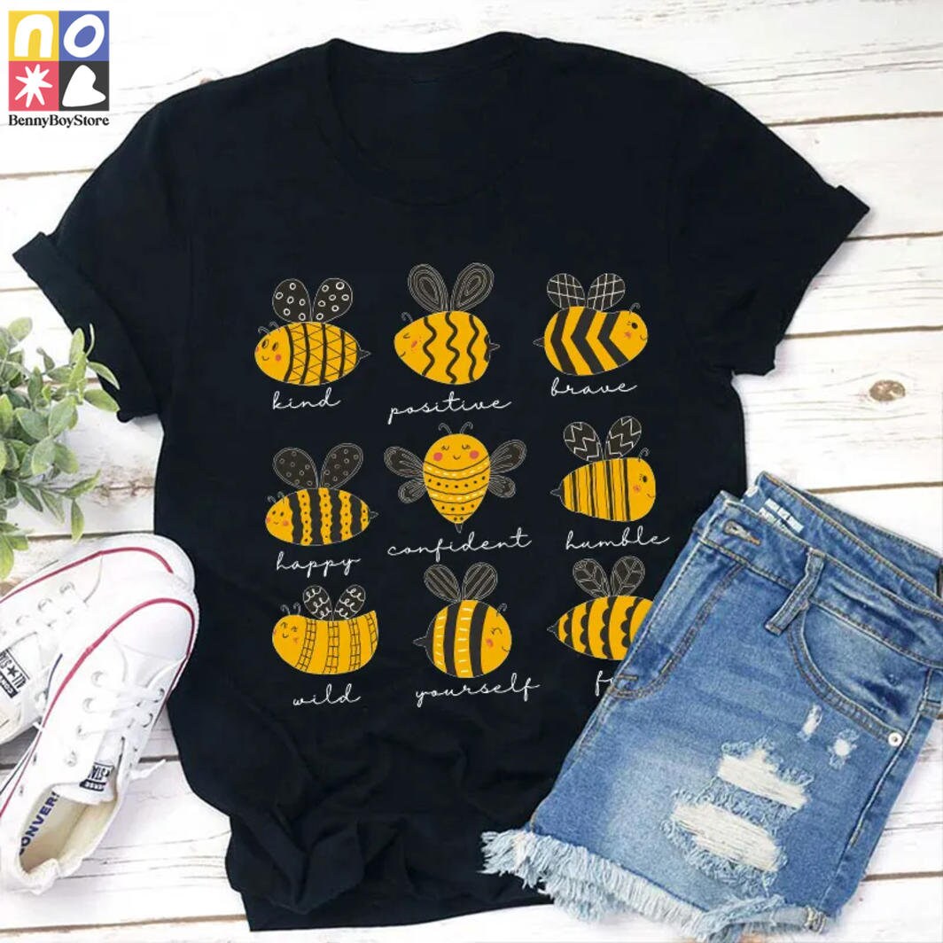 Bee Kind Positive Brave Happy Confident Humble Vintage T-shirt ...