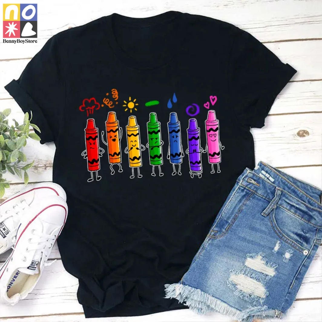 Mood Color Crayons Teacher Vintage T-shirt, Teacherlife Shirt, Teacher ...