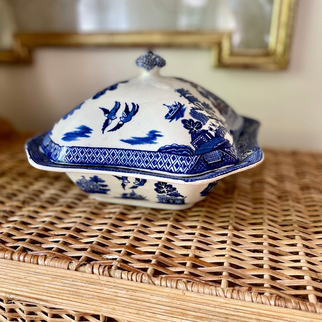 Antique JHW Hanley Blue Willow Tureen - Etsy