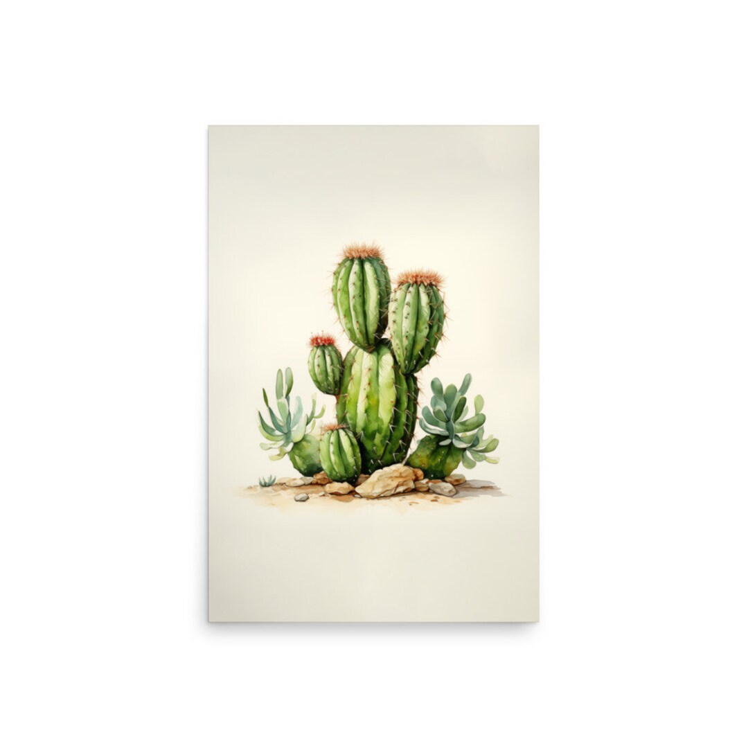 Watercolor Cactus Wall Art Poster - Etsy