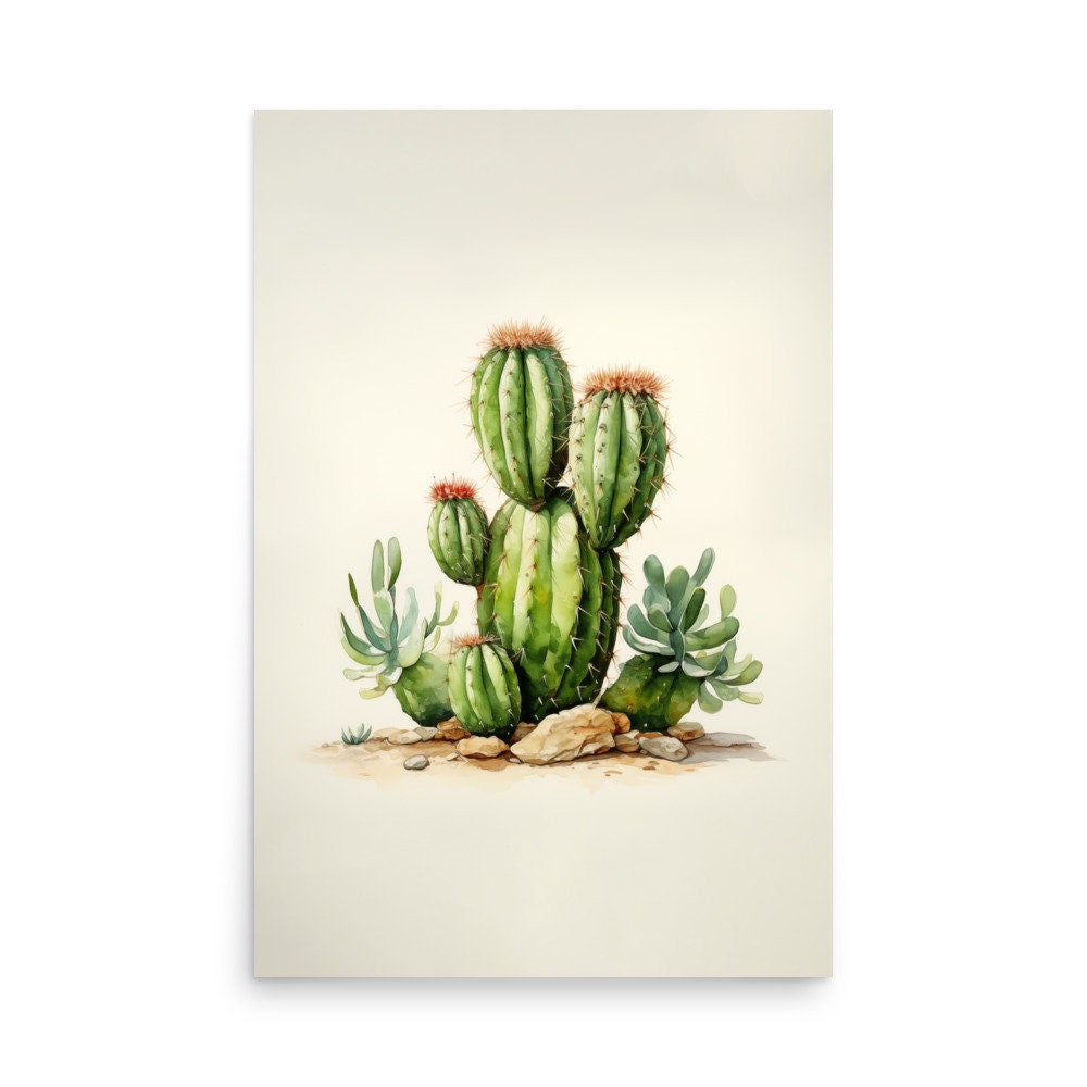 Watercolor Cactus Wall Art Poster - Etsy