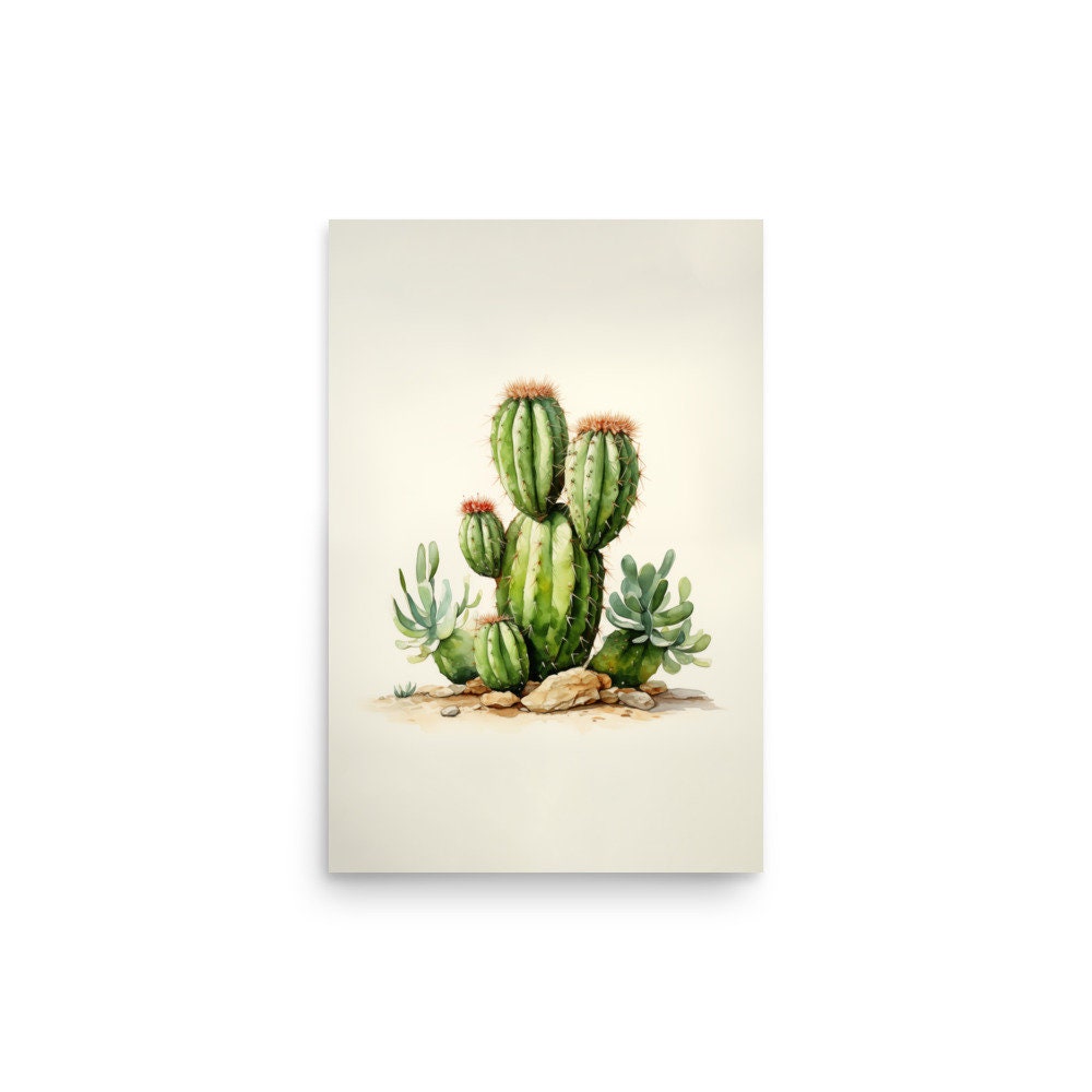 Watercolor Cactus Wall Art Poster - Etsy