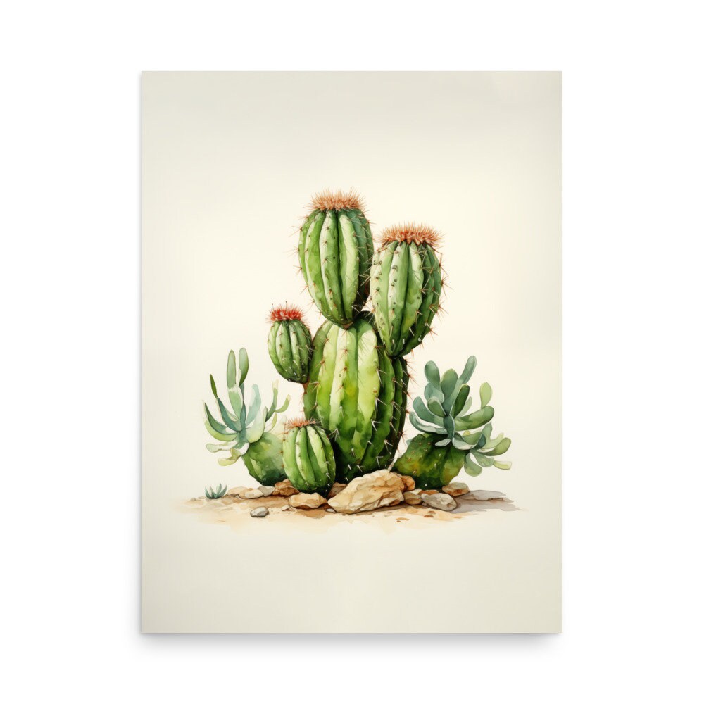 Watercolor Cactus Wall Art Poster - Etsy
