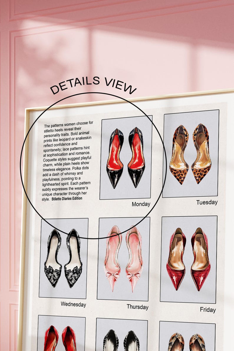 Stiletto Diaries Poster, Vintage Fashion Wall Art, Leopard Print Heels ...