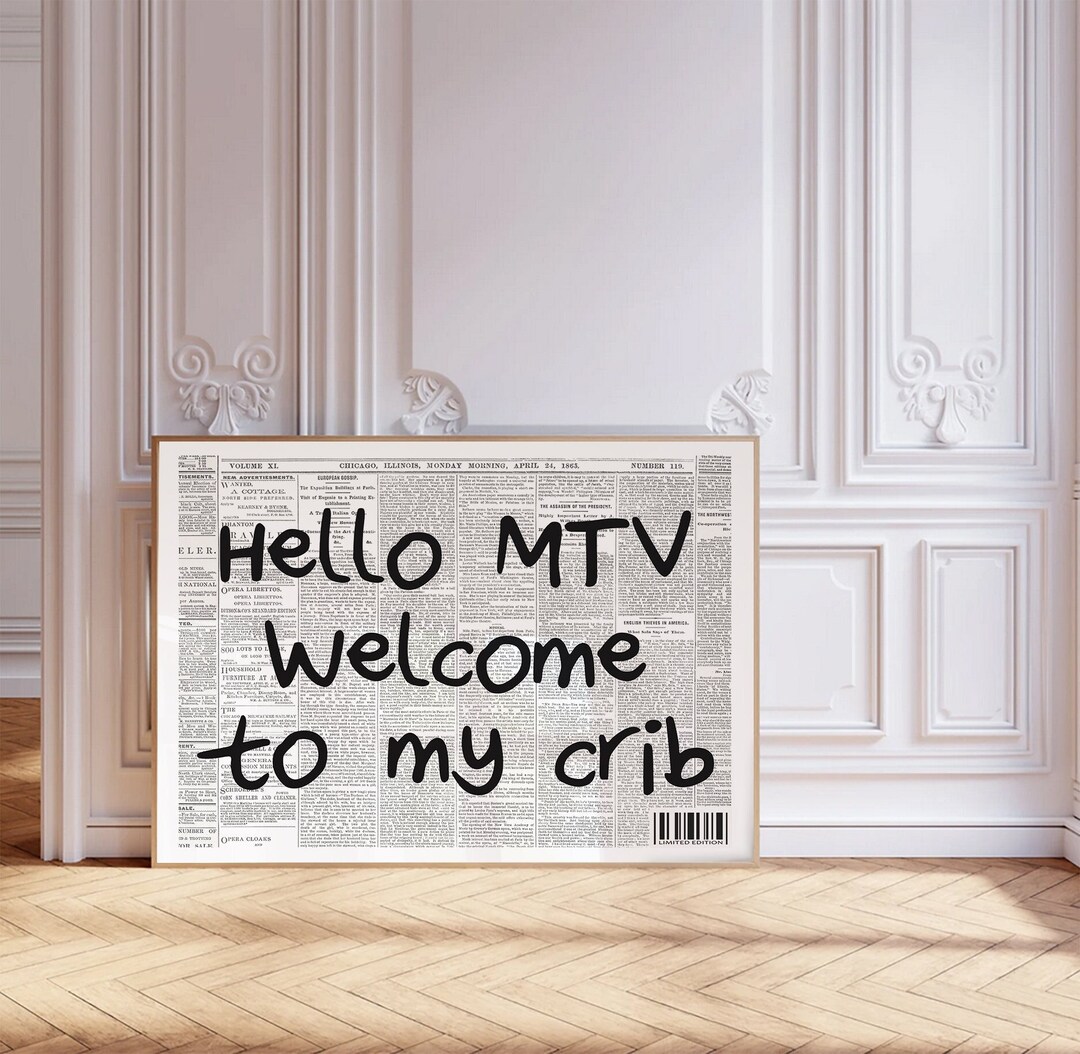 Hello MTV Newspaper Print: Retro Typography Art (digital Download) - Etsy