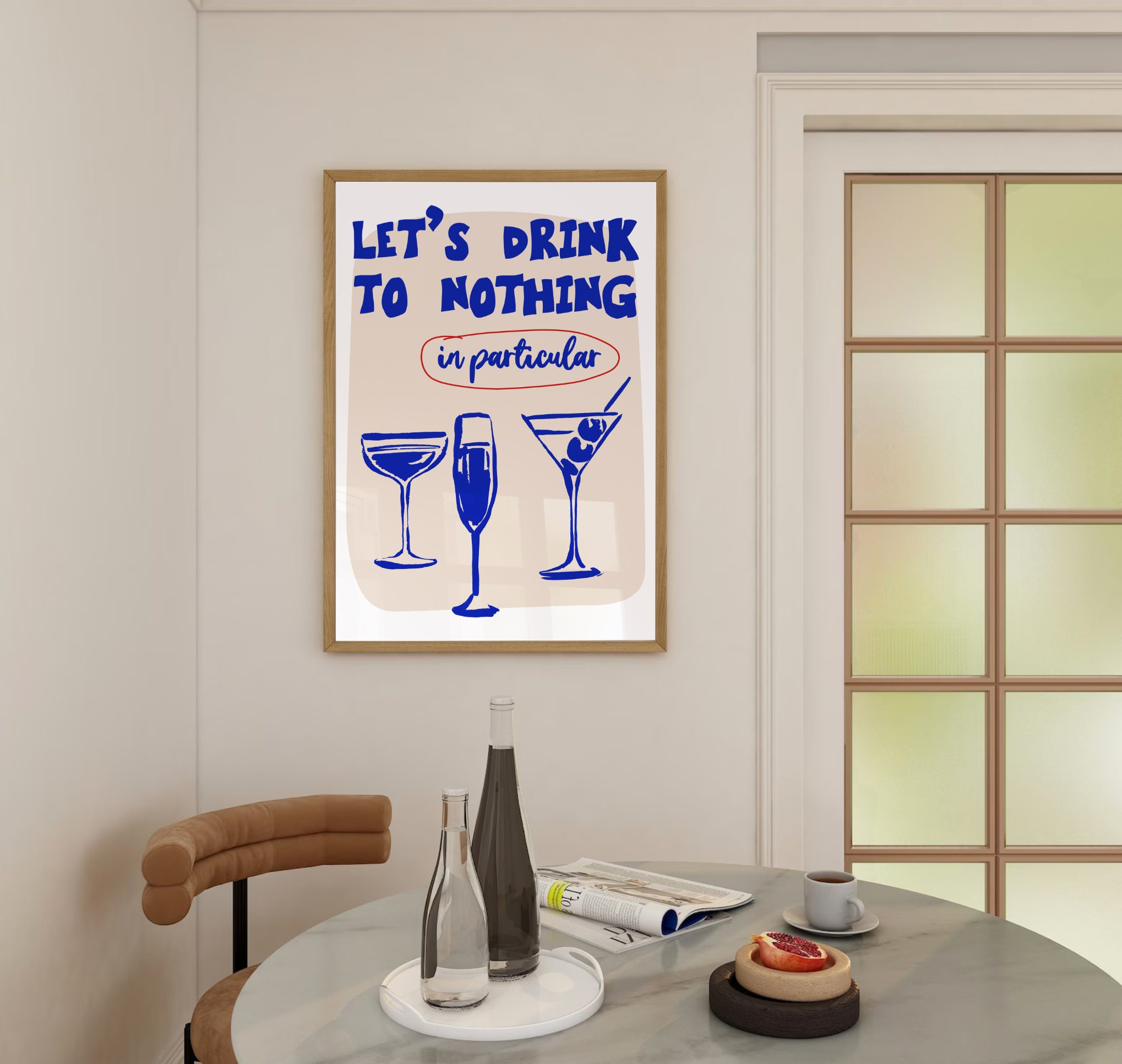 French Wine Poster Retro Drink Poster Bar Cart Decor Print - Etsy