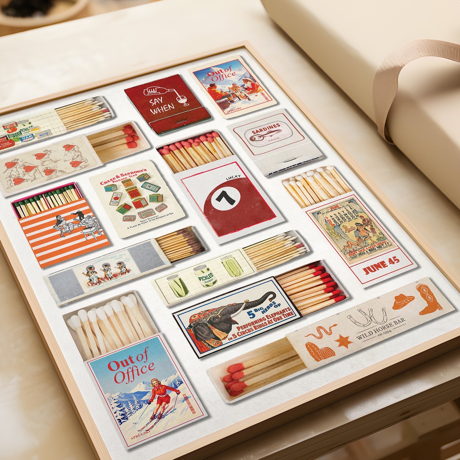 Vintage Matchbox Print, Trendy Matches Poster, Retro Matchbook Wall Art ...