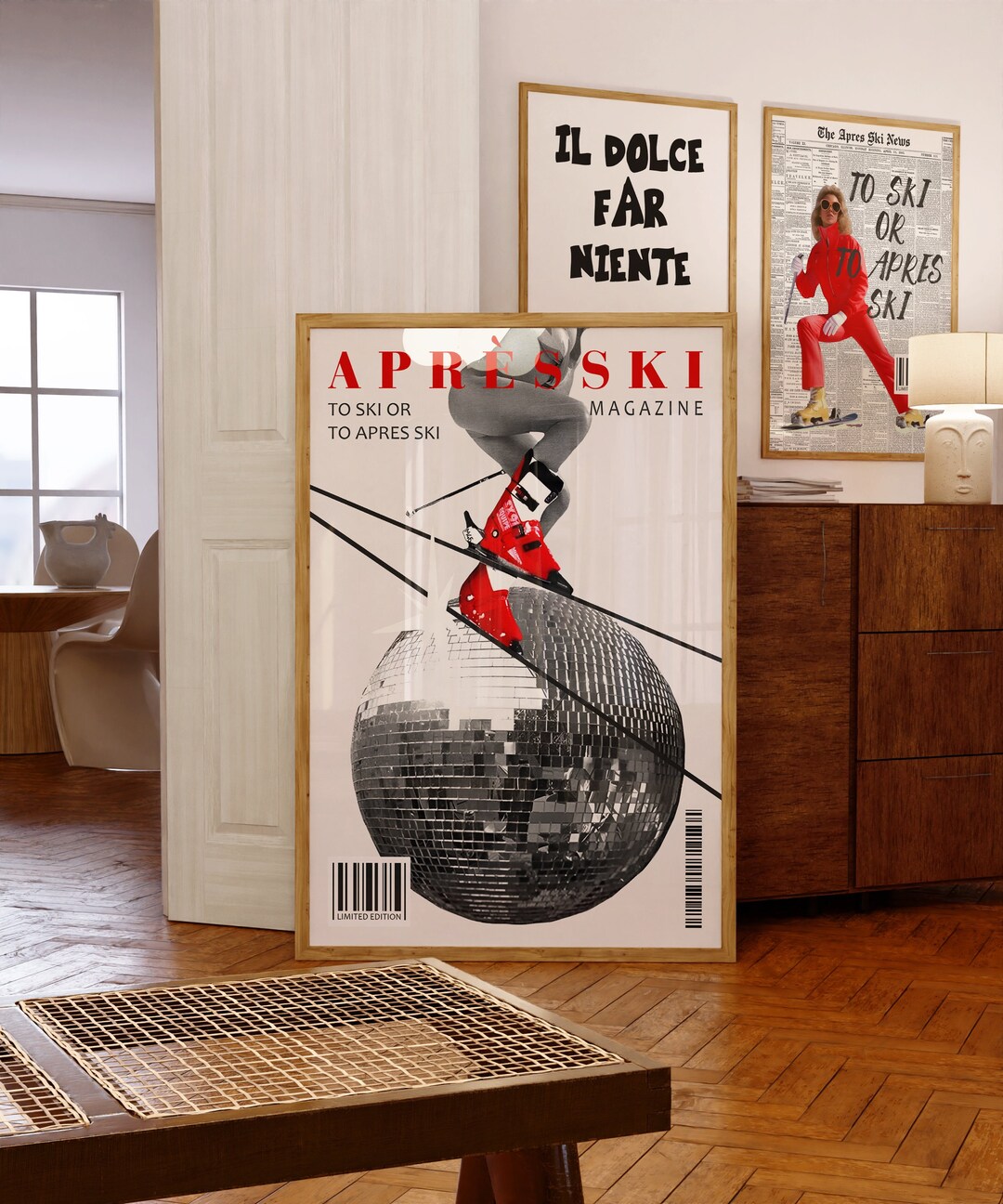 Retro Apres-ski Wall Art, Vintage Skiing Poster, Disco Bar Cart Decor ...