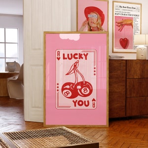 Retro 8 Ball Cherry Print, Poker Bar Cart, Lucky You Poster, Trendy ...
