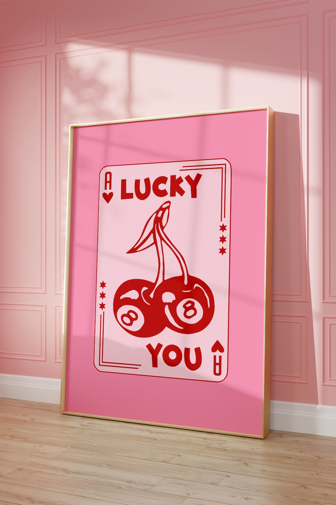Retro 8 Ball Cherry Print, Poker Bar Cart, Lucky You Poster, Trendy ...