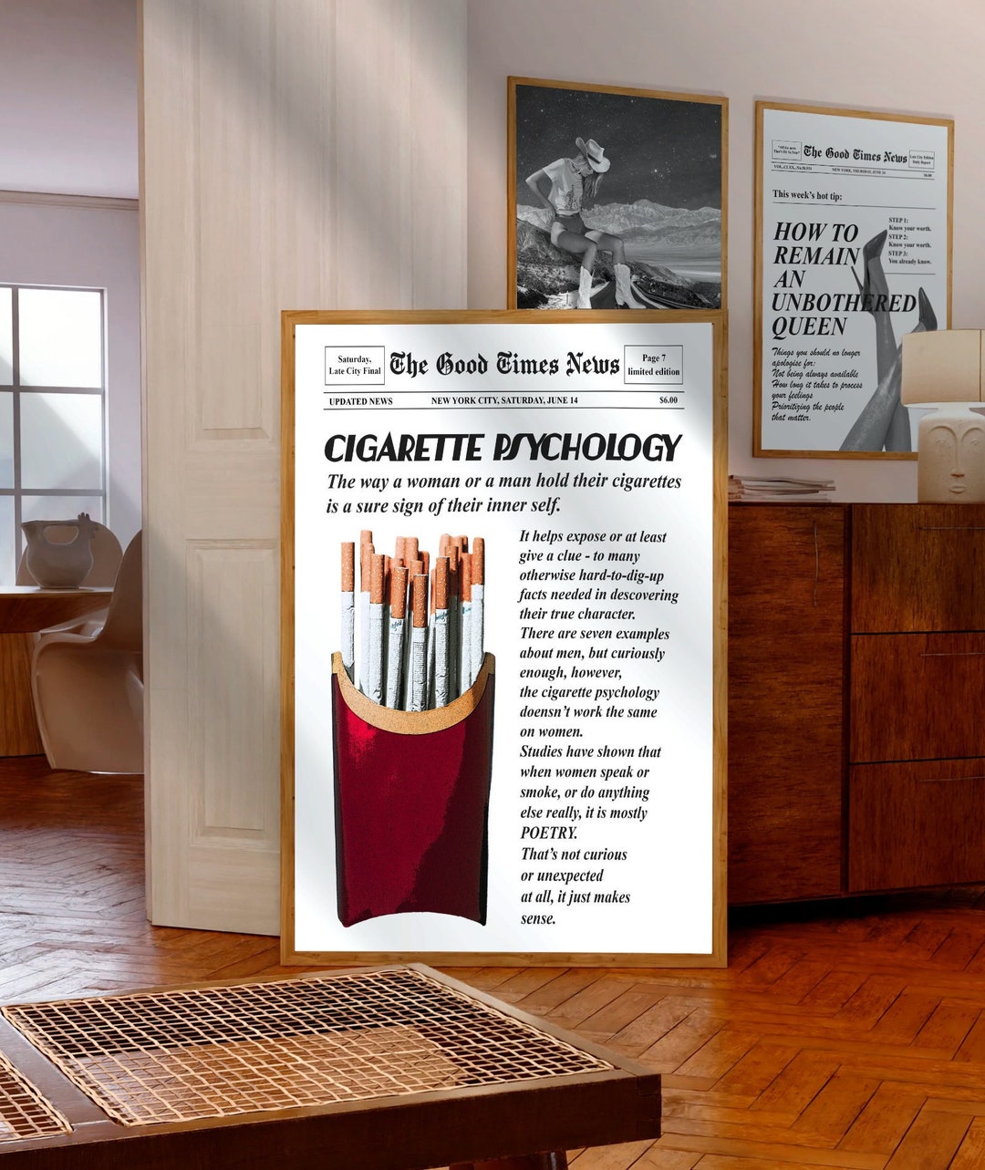 Trendy Newspapers Print Cigarette Wall Art Retro 70's - Etsy