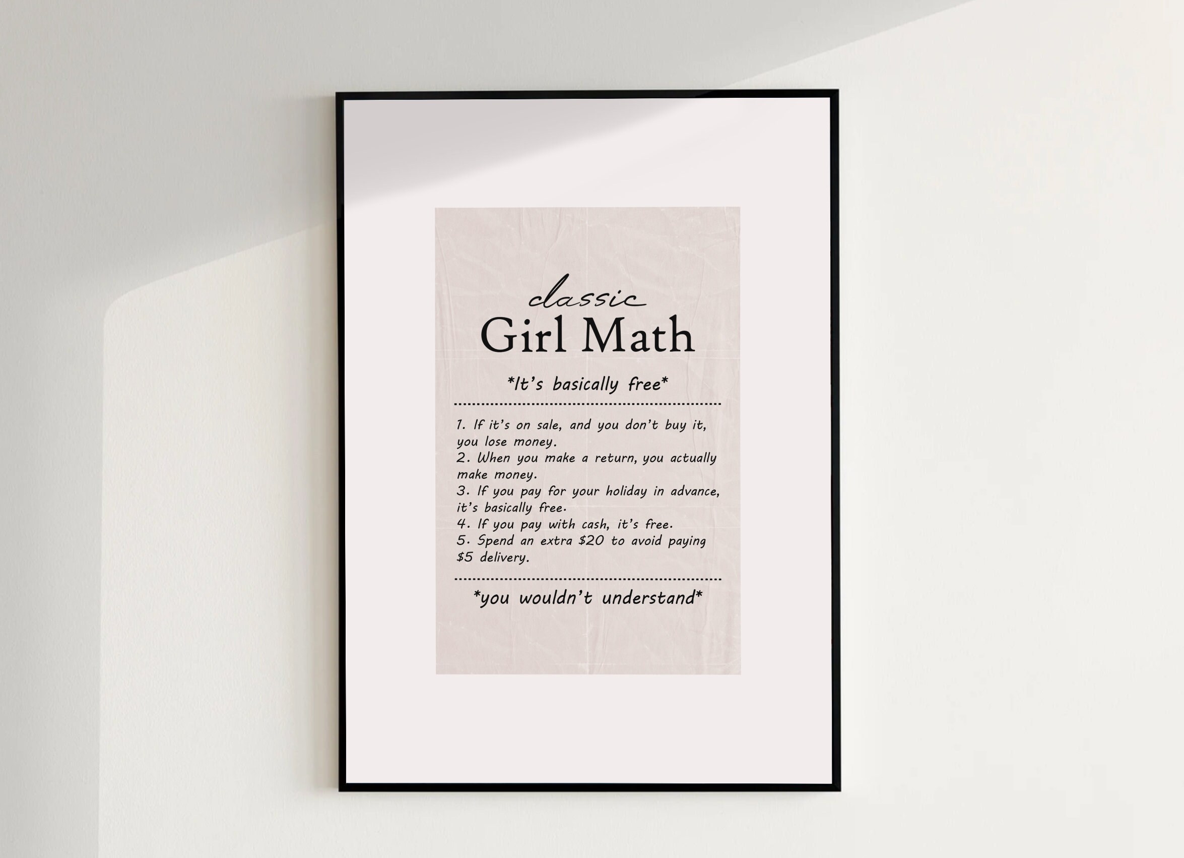 Girl Math Print, Trendy Wall Art Poster Retro Bar Cart, Guest Check ...