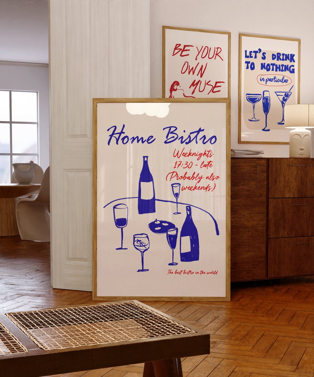 French Wine Poster Retro Drink Poster Bar Cart Decor Print - Etsy