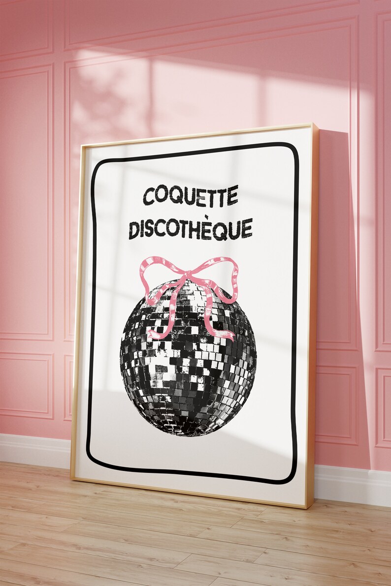 Coquette Discotheque Disco Ball Poster, Ballet-core Wall Art, Soft Girl ...