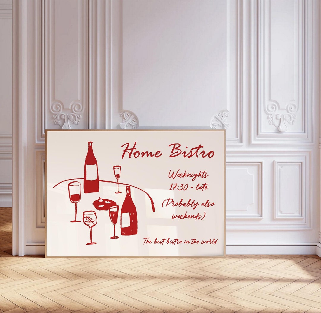 Home Bistro Poster: Trendy Mid-century Modern Kitchen Print (digital ...