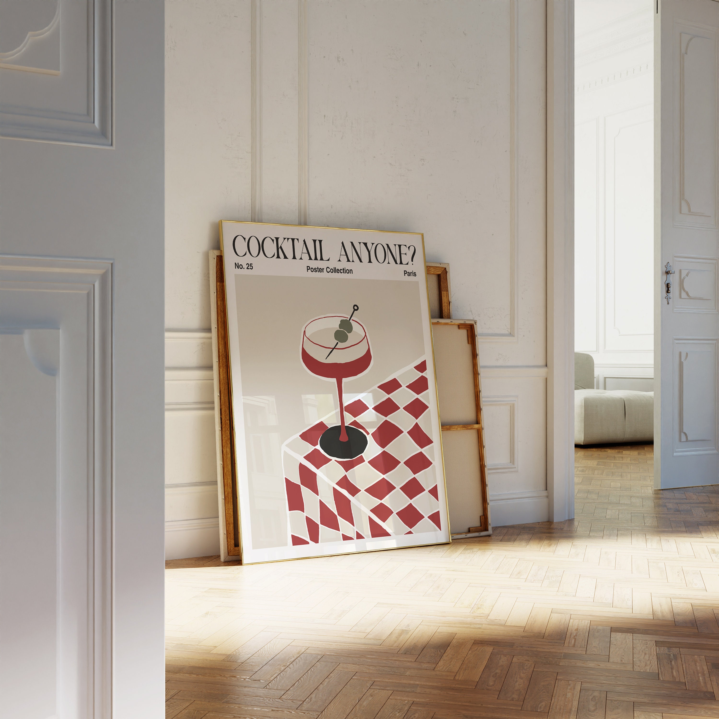 Cocktail Anyone, Retro Scandi Martini Poster, Hand-drawn Cocktail Wall ...