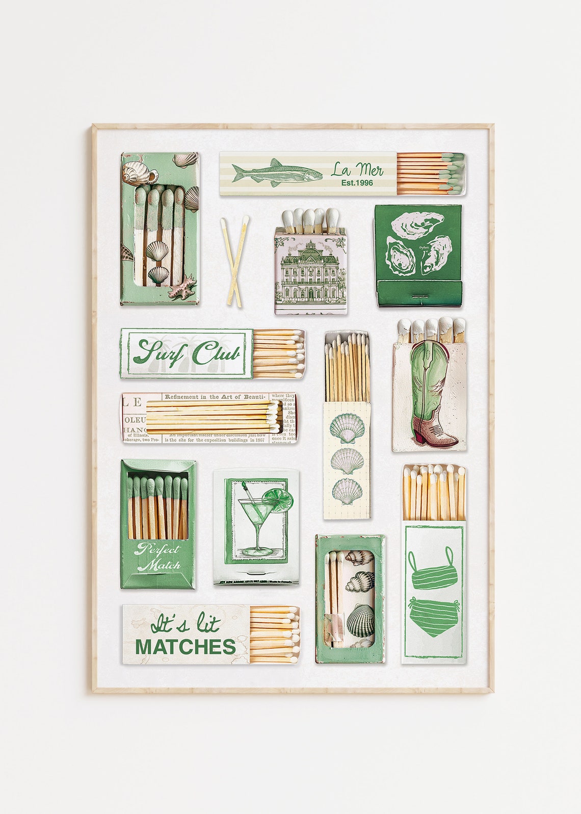 Vintage Matchbox Print, Trendy Matches Poster, Retro Matchbook Wall Art ...