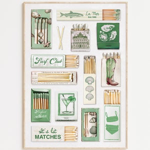Vintage Matchbox Print, Trendy Matches Poster, Retro Matchbook Wall Art ...