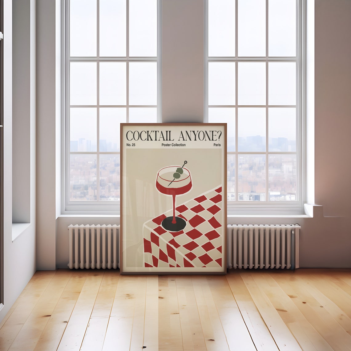 Cocktail Anyone, Retro Scandi Martini Poster, Hand-drawn Cocktail Wall ...