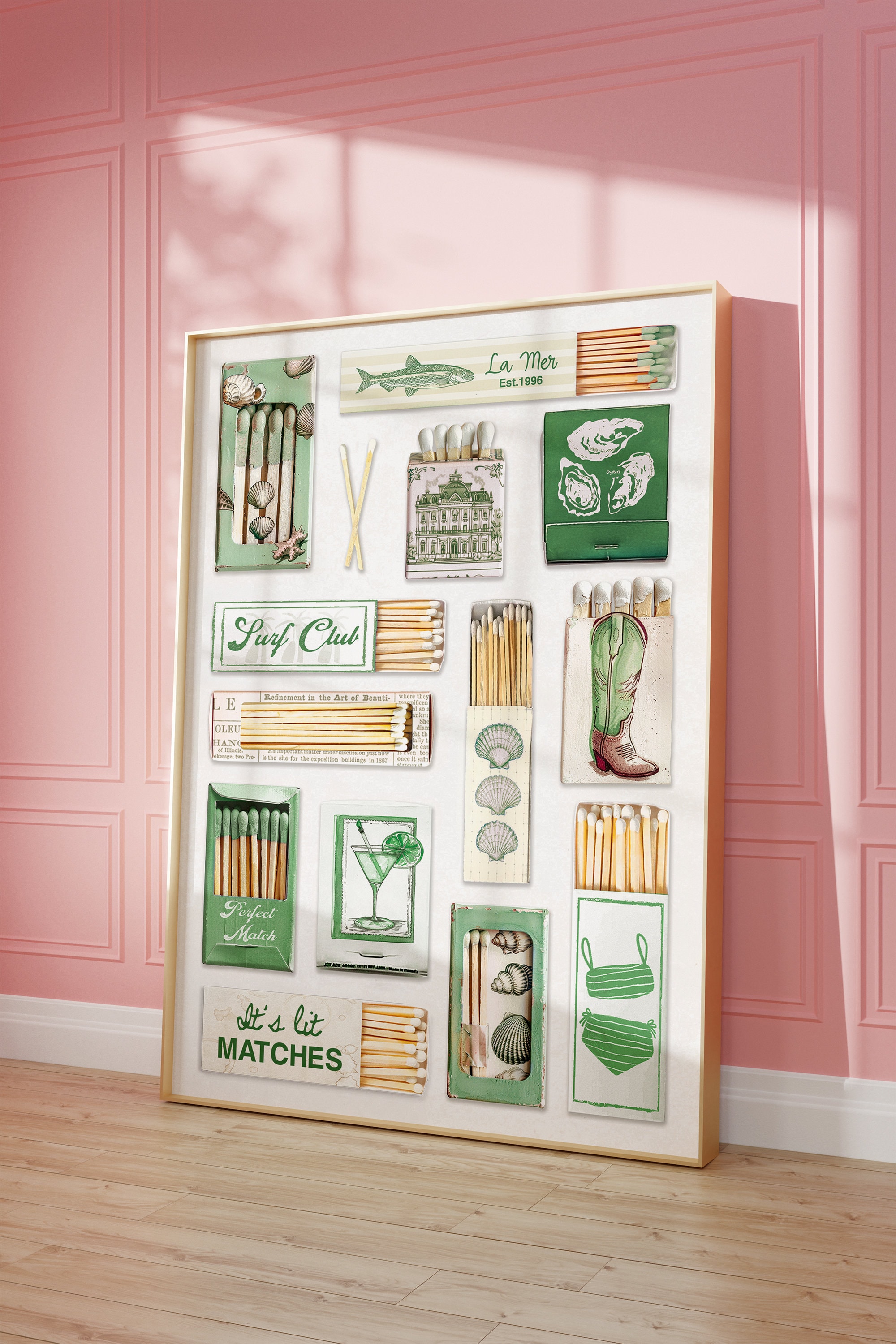 Vintage Matchbox Print, Trendy Matches Poster, Retro Matchbook Wall Art ...