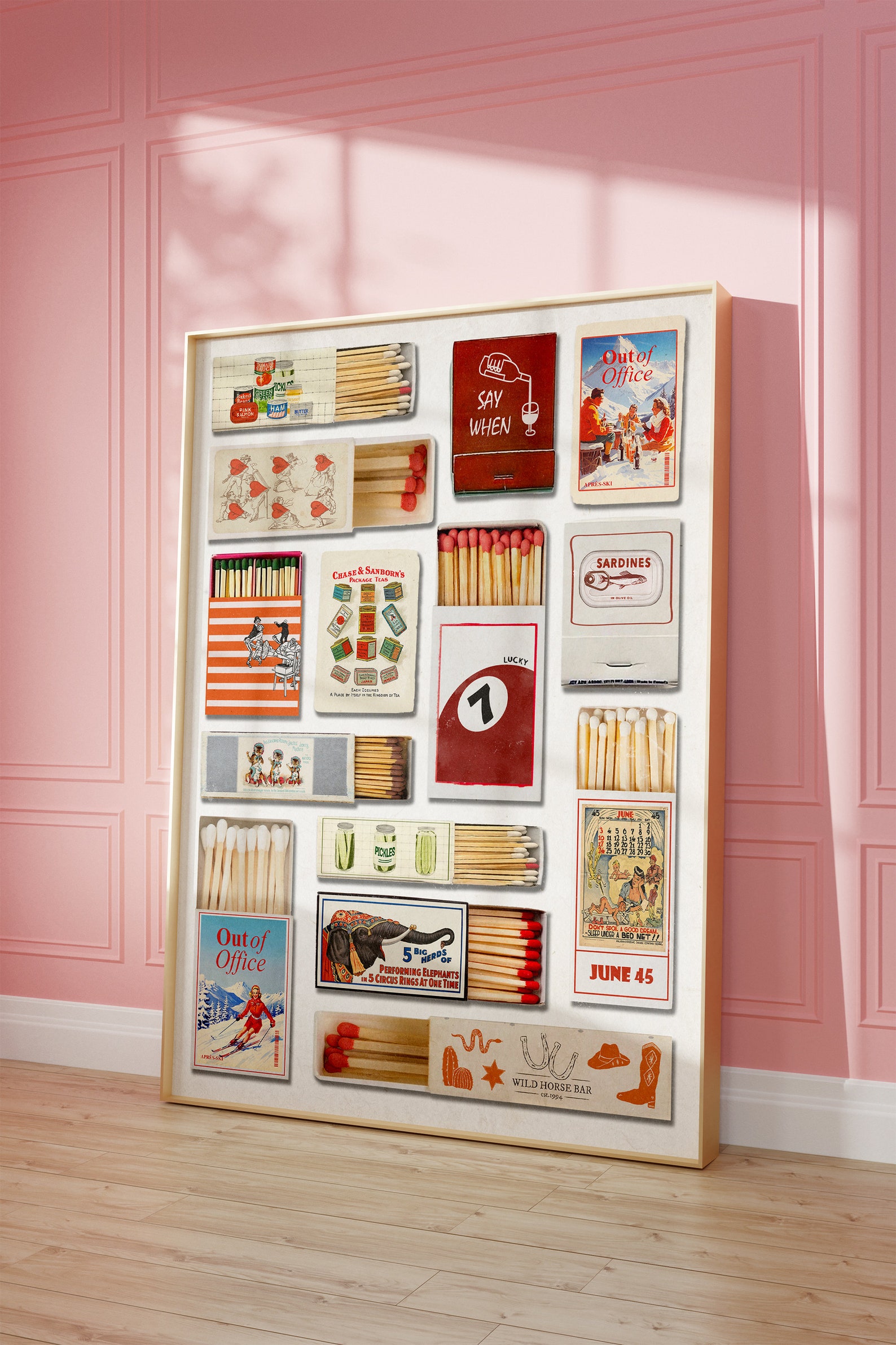 Vintage Matchbox Print, Trendy Matches Poster, Retro Matchbook Wall Art ...