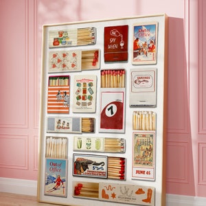 Vintage Matchbox Print, Trendy Matches Poster, Retro Matchbook Wall Art ...