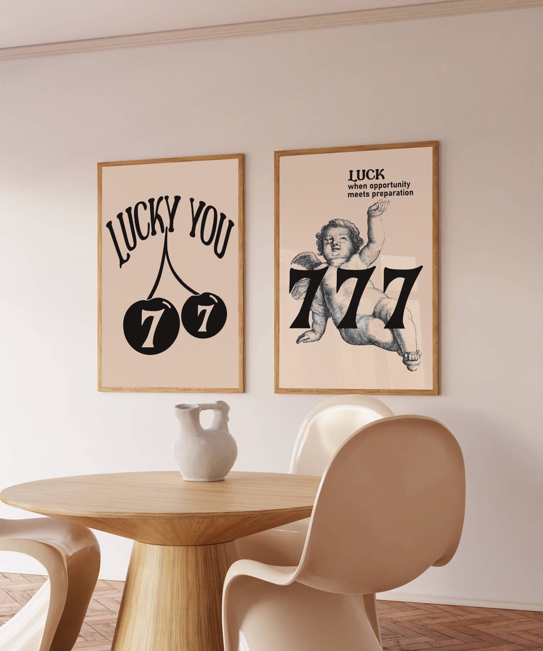 Lucky Angel Numbers Set of 2, 777 Poster, Preppy Room Decor ...