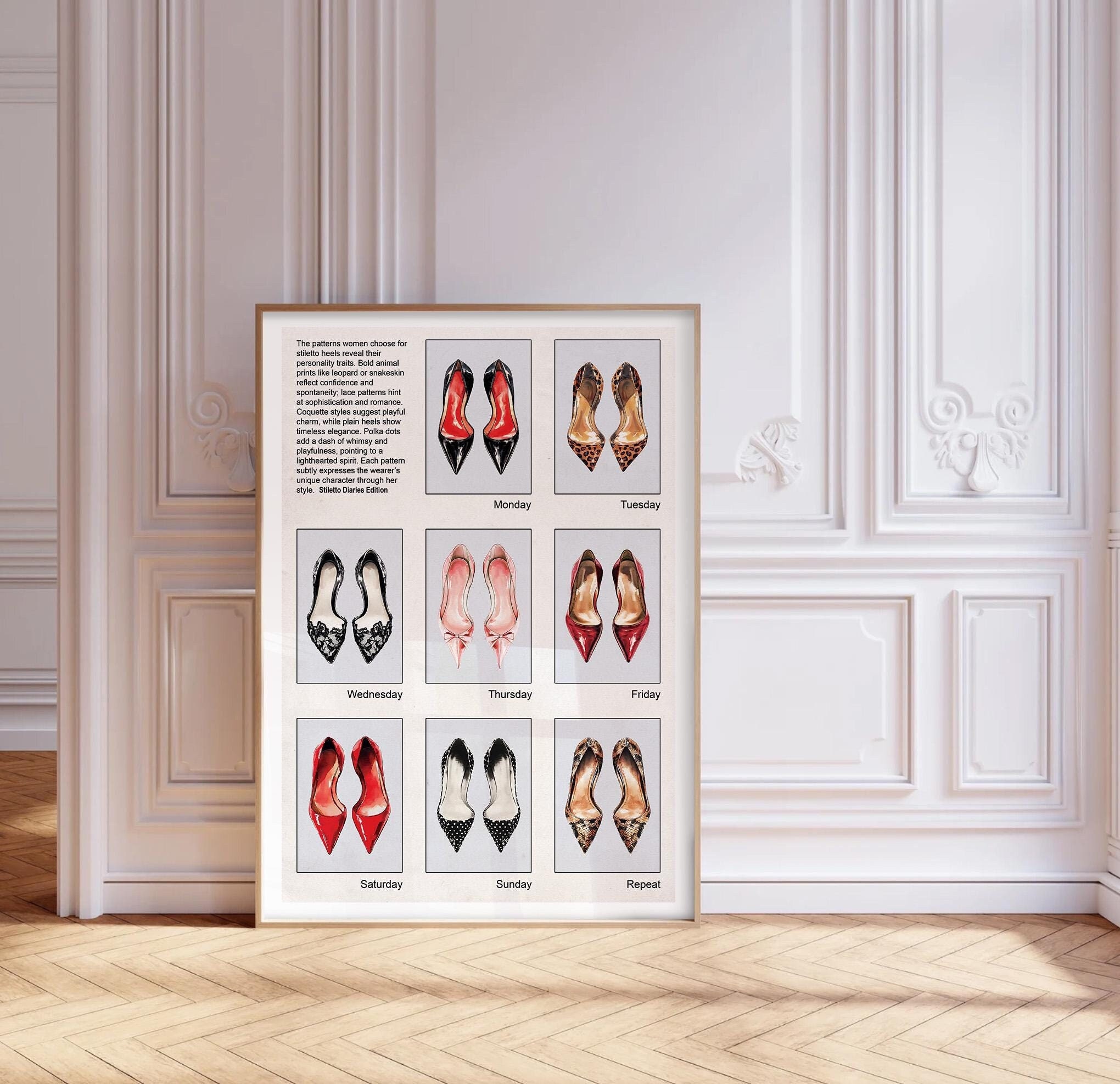 Stiletto Diaries Poster, Vintage Fashion Wall Art, Leopard Print Heels ...