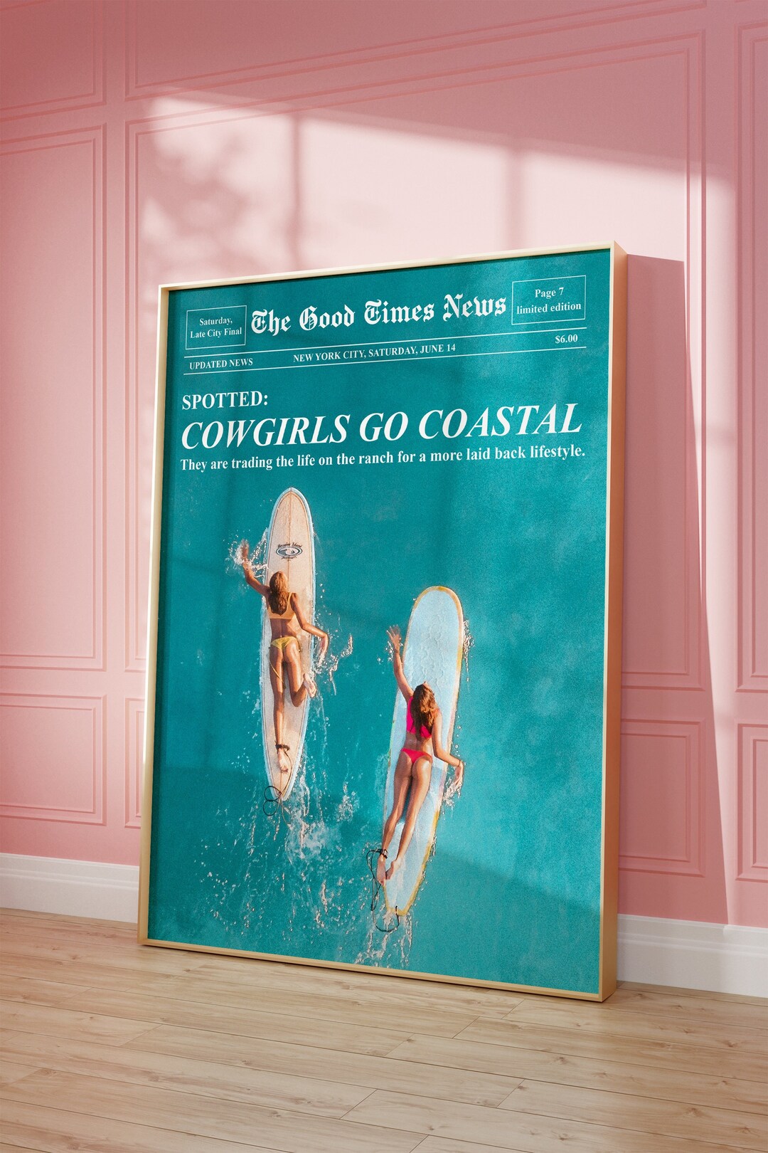 Coastal Cowgirl Surf Print Magazine Cover Wall Art Preppy Coastal Wall ...