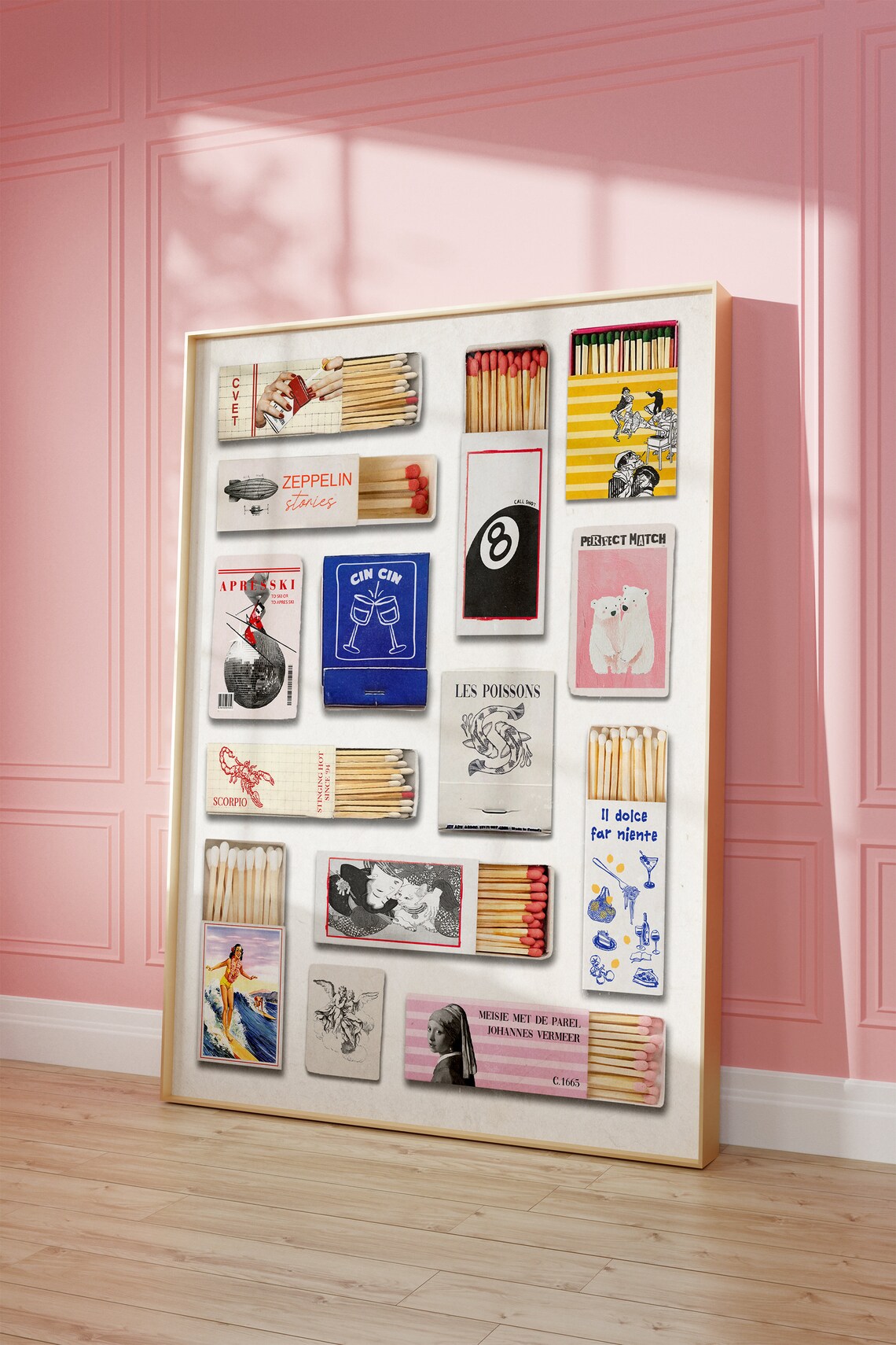 Vintage Matchbox Print, Trendy Matches Poster, Retro Matchbook Wall Art ...
