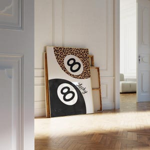 Lucky 8 Ball Leopard Print Retro Lucky Girl Poster Funky Aesthetic ...