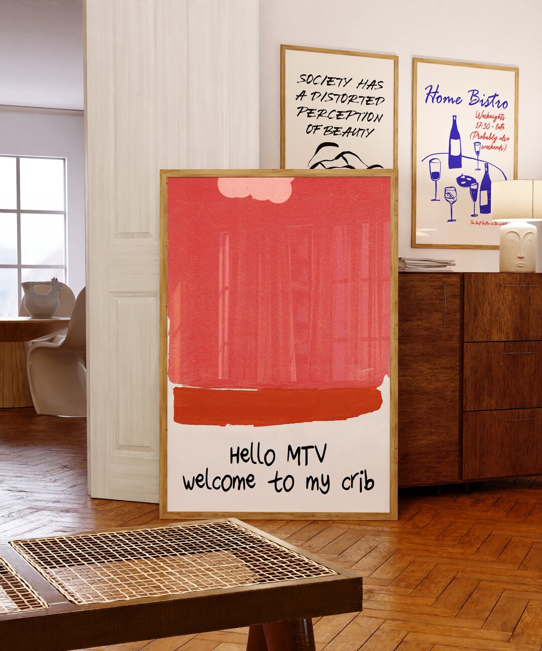 Hi MTV, Welcome to My Crib Print - Typography Print, Modern Bar Cart ...