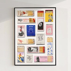 Vintage Matchbox Print, Trendy Matches Poster, Retro Matchbook Wall Art ...