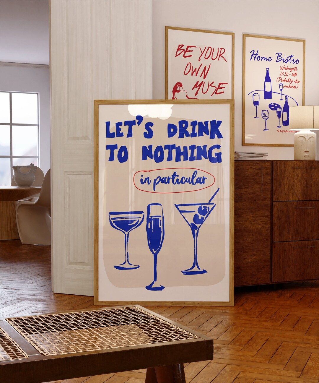 French Wine Poster Retro Drink Poster Bar Cart Decor Print - Etsy