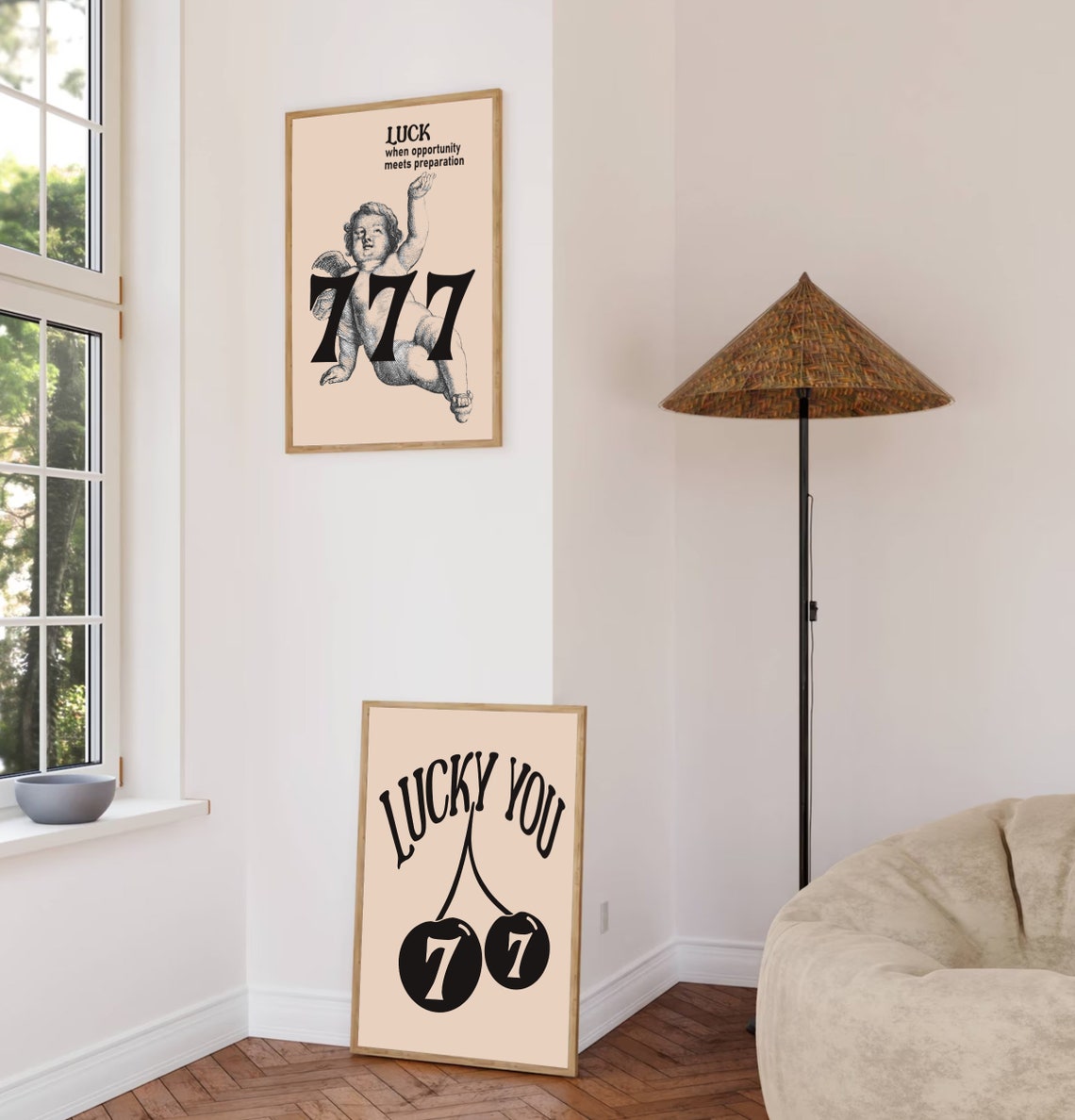 Lucky Angel Numbers Set of 2 777 Poster Preppy Room Decor - Etsy