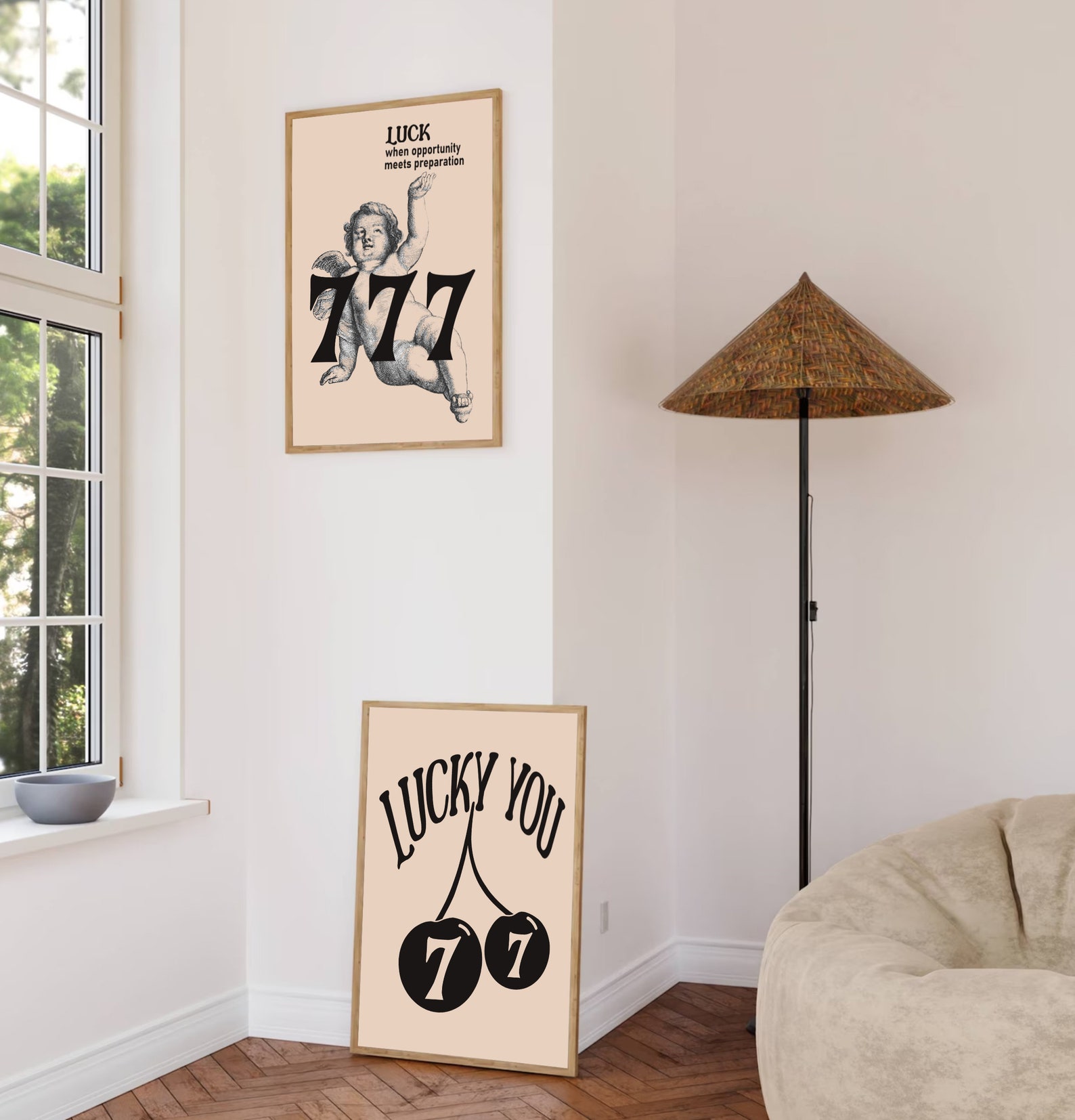 Lucky Angel Numbers Set of 2 777 Poster Preppy Room Decor - Etsy