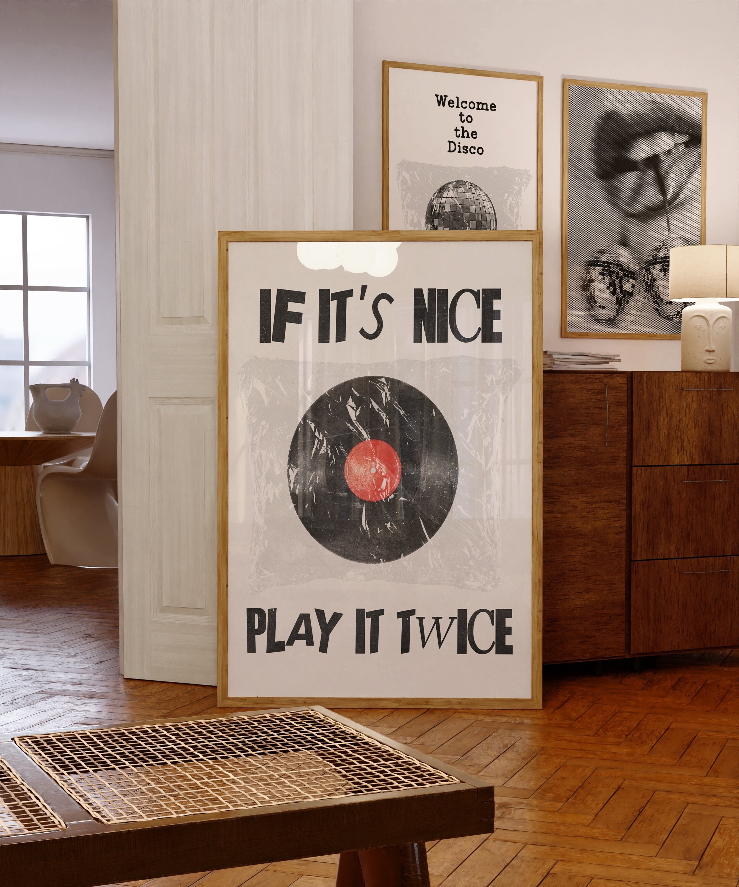 Retro Vinyl Record Print: "if It's Nice Play It Twice" (digital ...