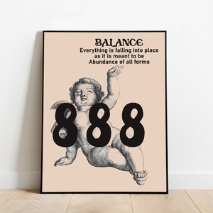 Angel Numbers Print, 888 Balance Poster, Preppy Room Decor ...