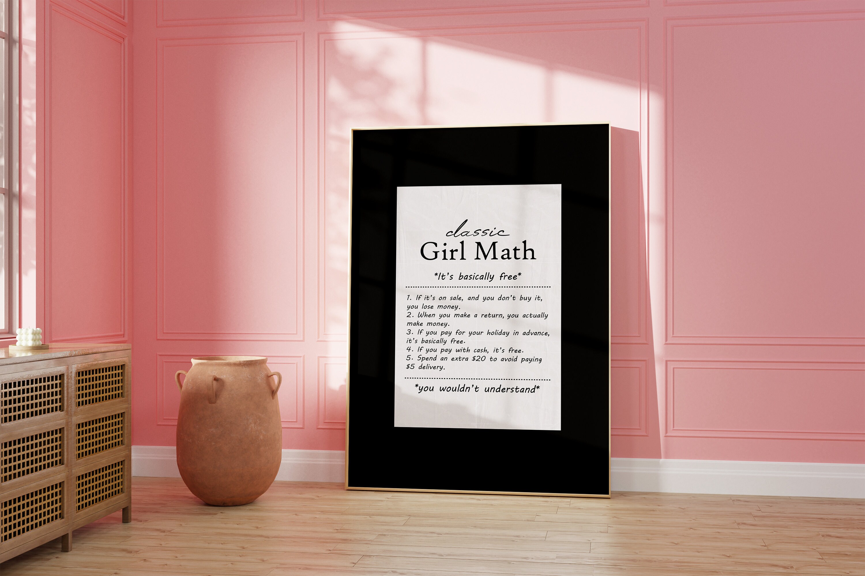 Girl Math Print, Trendy Wall Art Poster Retro Bar Cart, Guest Check ...