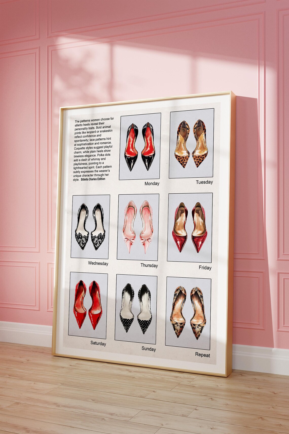 Stiletto Diaries Poster, Vintage Fashion Wall Art, Leopard Print Heels ...