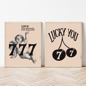 Lucky Angel Numbers Set of 2, 777 Poster, Preppy Room Decor ...