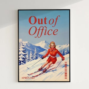 Retro Apres Ski Wall Art, Out of Office, Newspapers Magazine Print ...